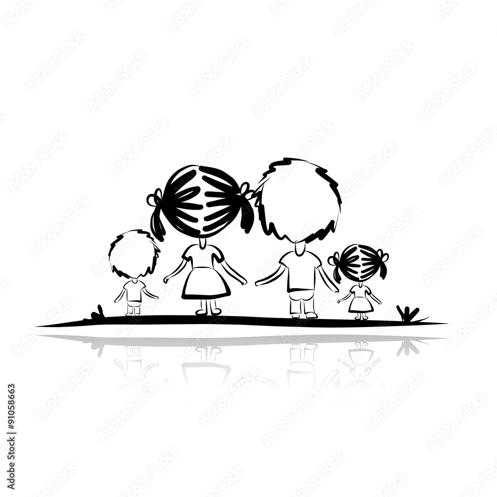 Family sketch for your design Stock Vector | Adobe Stock