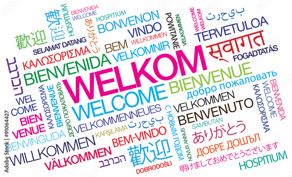 Welkom International Color illustratie woorden wolk tag cloud Stock ...