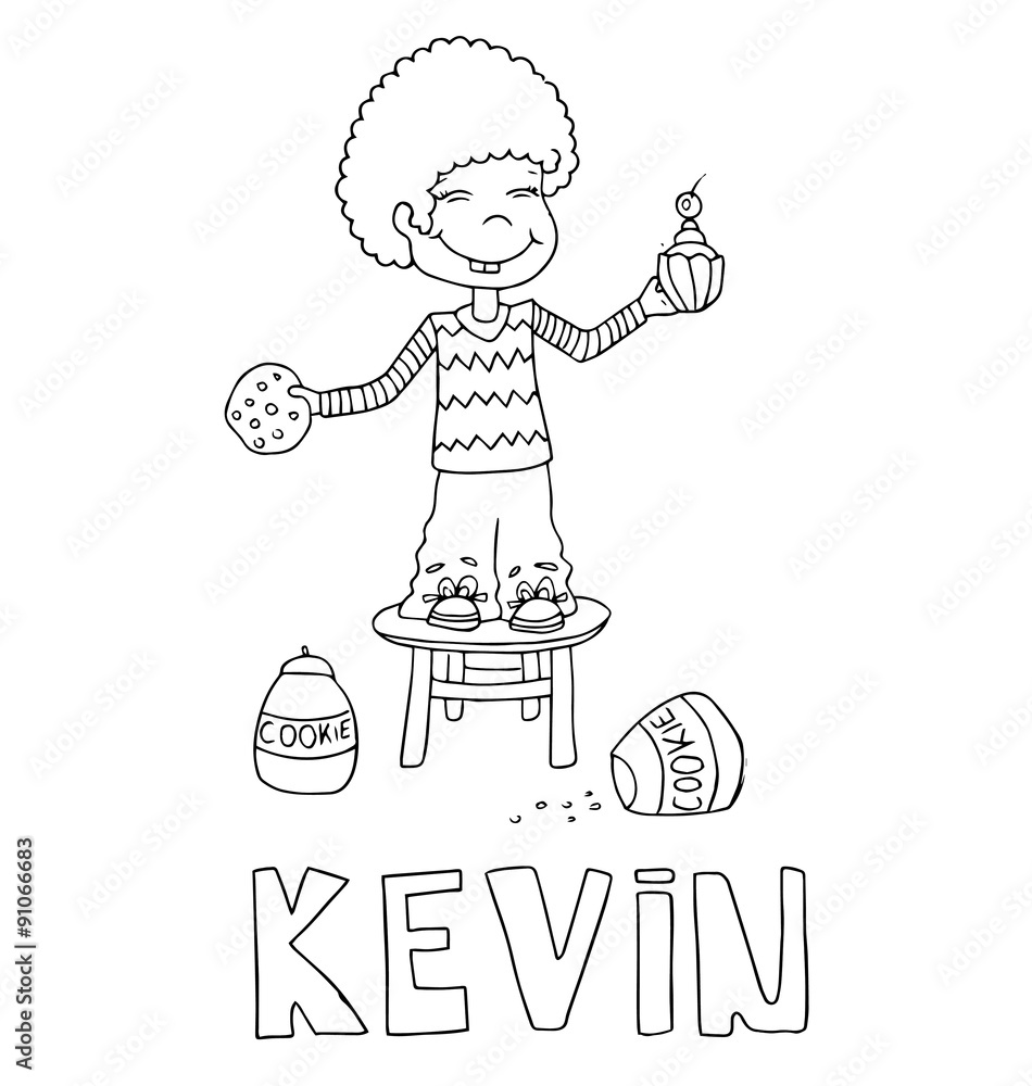 The simple outline drawing for coloring with the image of children of ...