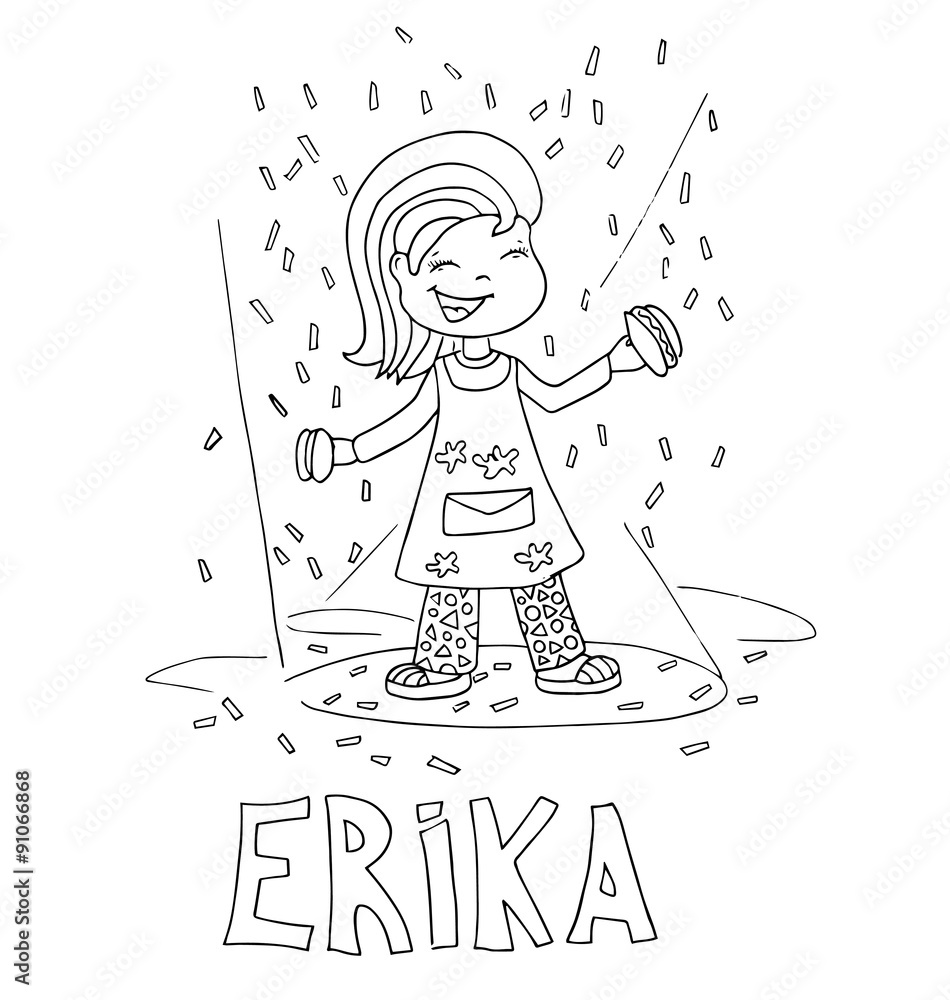 The simple outline drawing for coloring with the image of children of ...