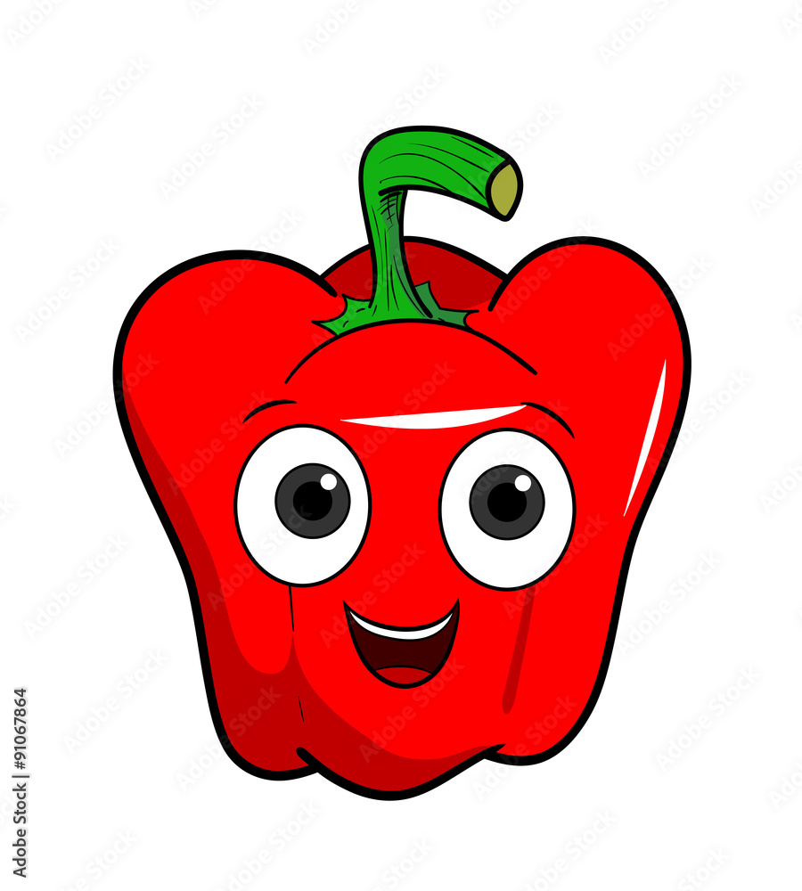 Cartoon Bell Pepper, a hand drawn vector illustration of a cartoon bell ...