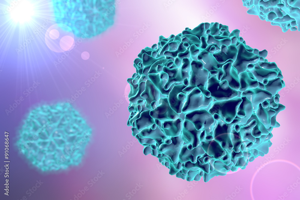 Poliovirus on colorful background. A virus transmitted by drinking ...