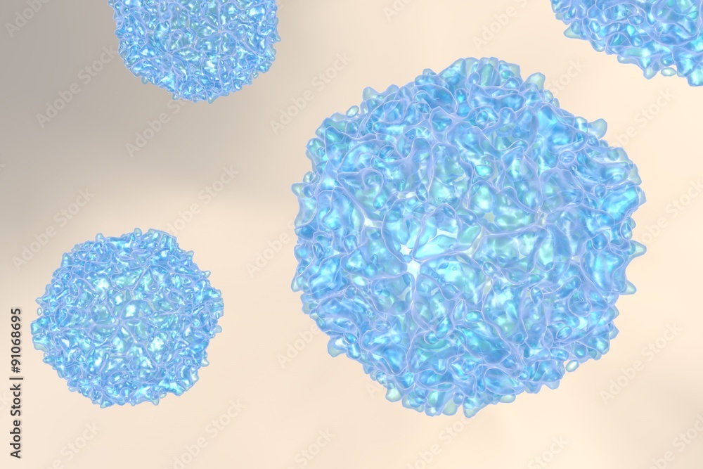 Poliovirus on colorful background. A virus transmitted by drinking ...