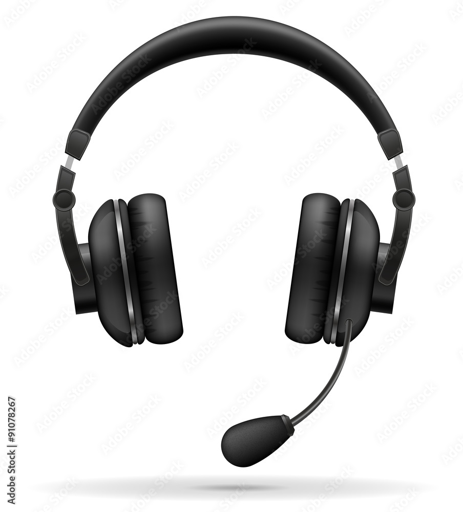 acoustic headphones with microphone vector illustration Stock Vector ...