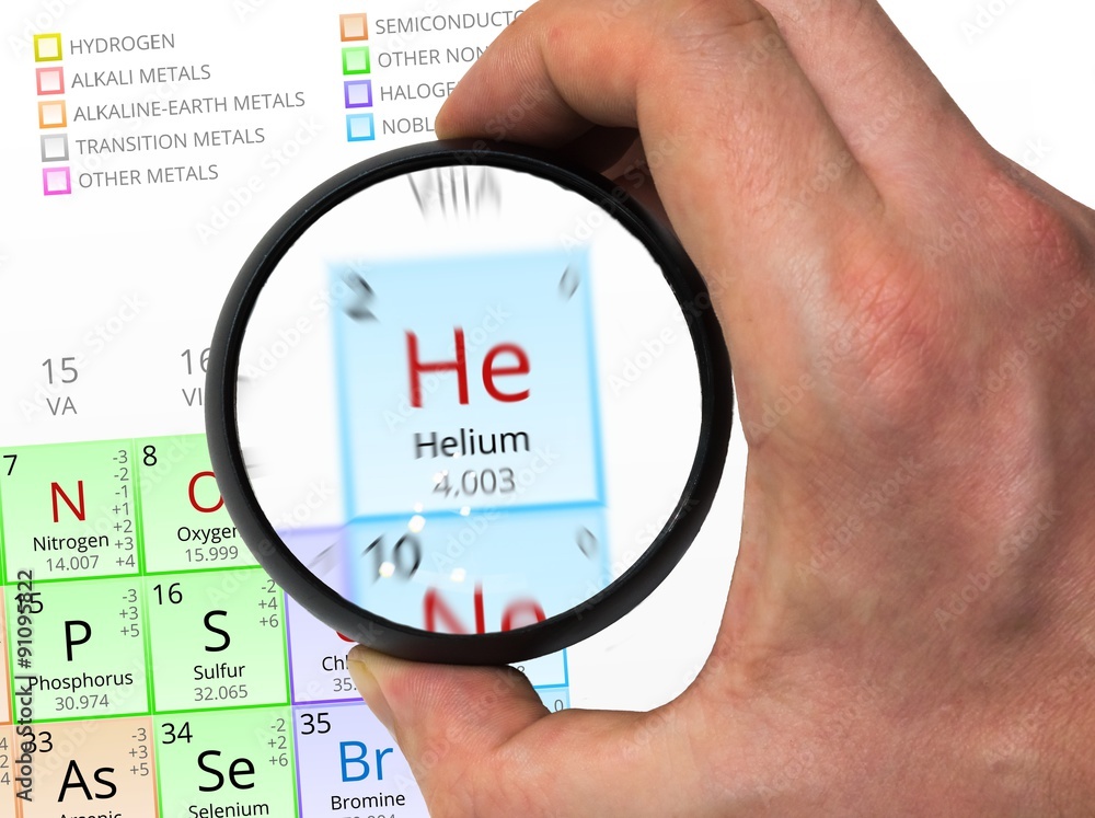 Helium symbol - He. Element of the periodic table zoomed with ma Stock ...