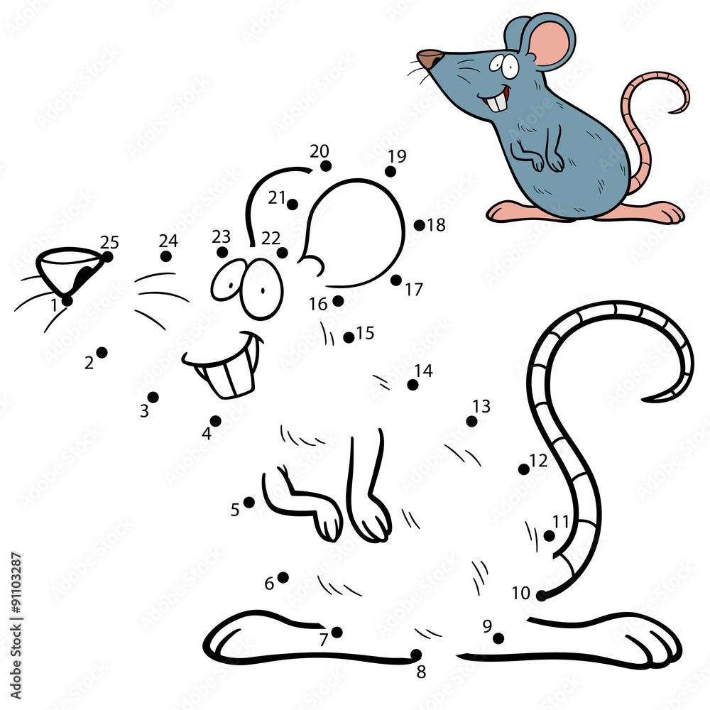 Vector Illustration of Education dot to dot game - Rat Stock Vector ...