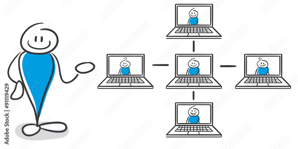 Stick Figure Series Blue Stock Vector | Adobe Stock