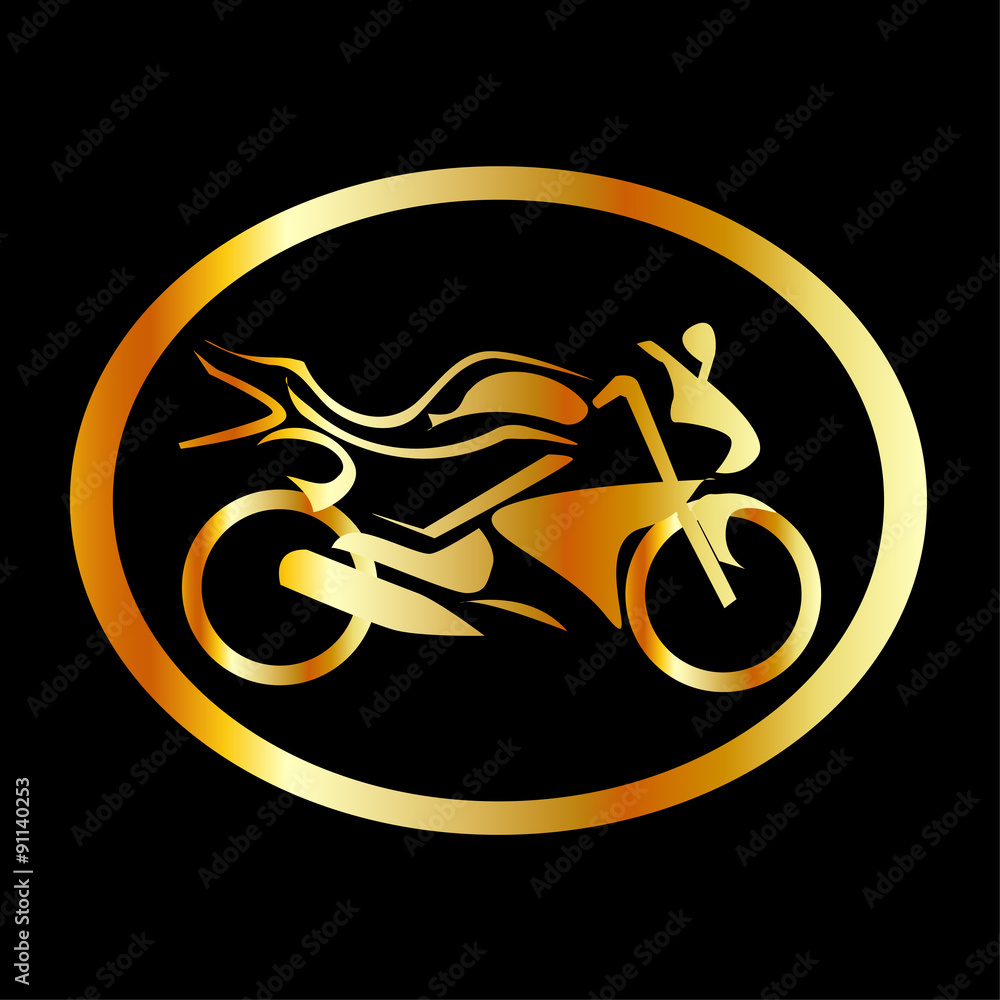 Motorbike logo in gold Stock Vector | Adobe Stock