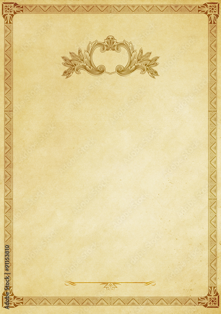 Old paper background with decorative vintage border. Stock Photo ...