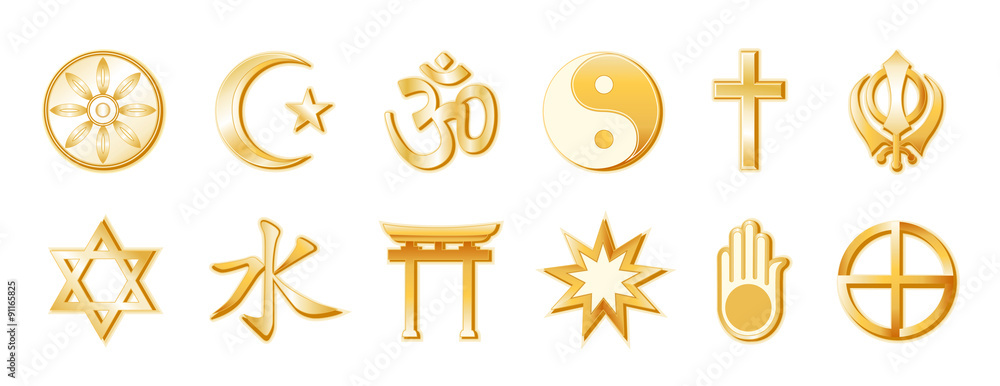World Religions and Faiths: Top: Buddhism, Islam, Hindu, Taoism ...