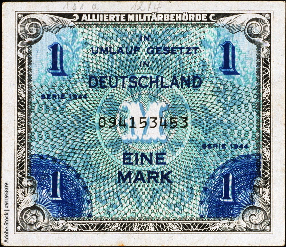 Historische Banknote, Alliierte Militärbehörde, 1944, Eine Mark ...