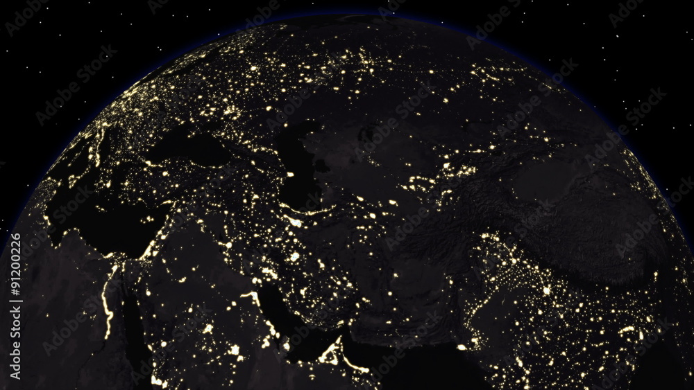 Earth 1004: The dark side of the Earth with city lights visible (Loop ...