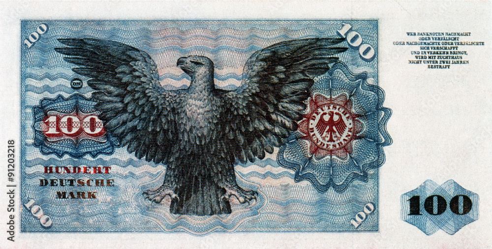 Historische Banknote, 2. Januar 1960, 100 Mark, Hundert Deutsche Mark ...