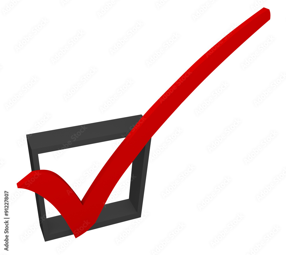 Red Check Mark Box Approved Good Accepted Rating Feedback Survey Stock ...