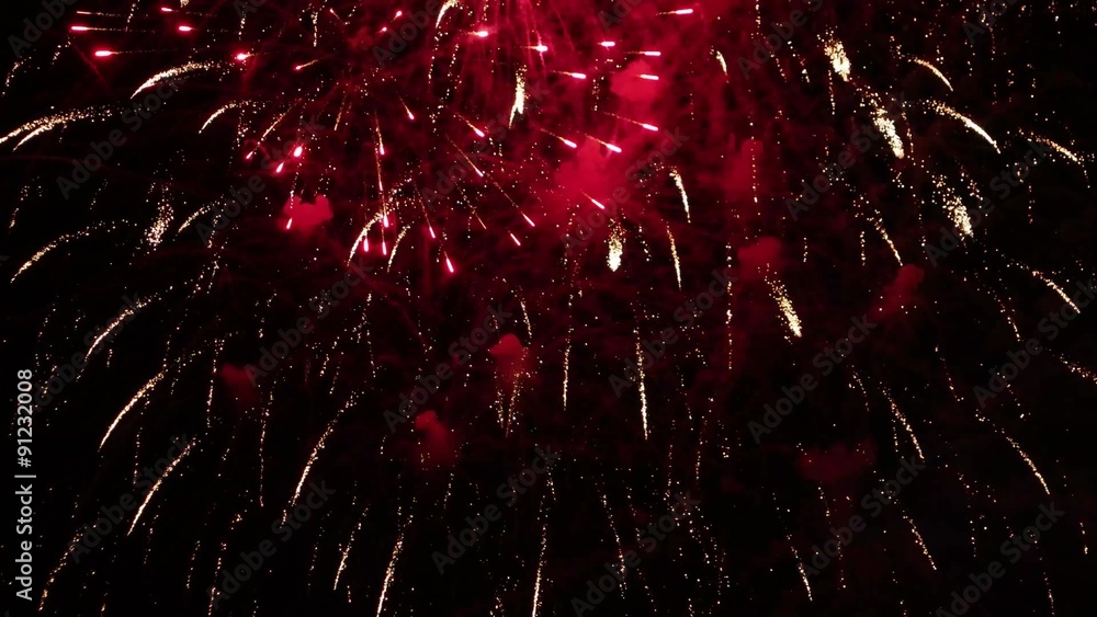 Beautiful fireworks show on a dark night sky. Stock Video | Adobe Stock