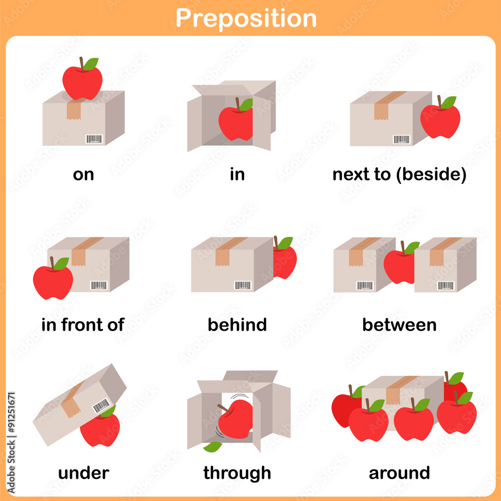 Next To Preposition Clipart