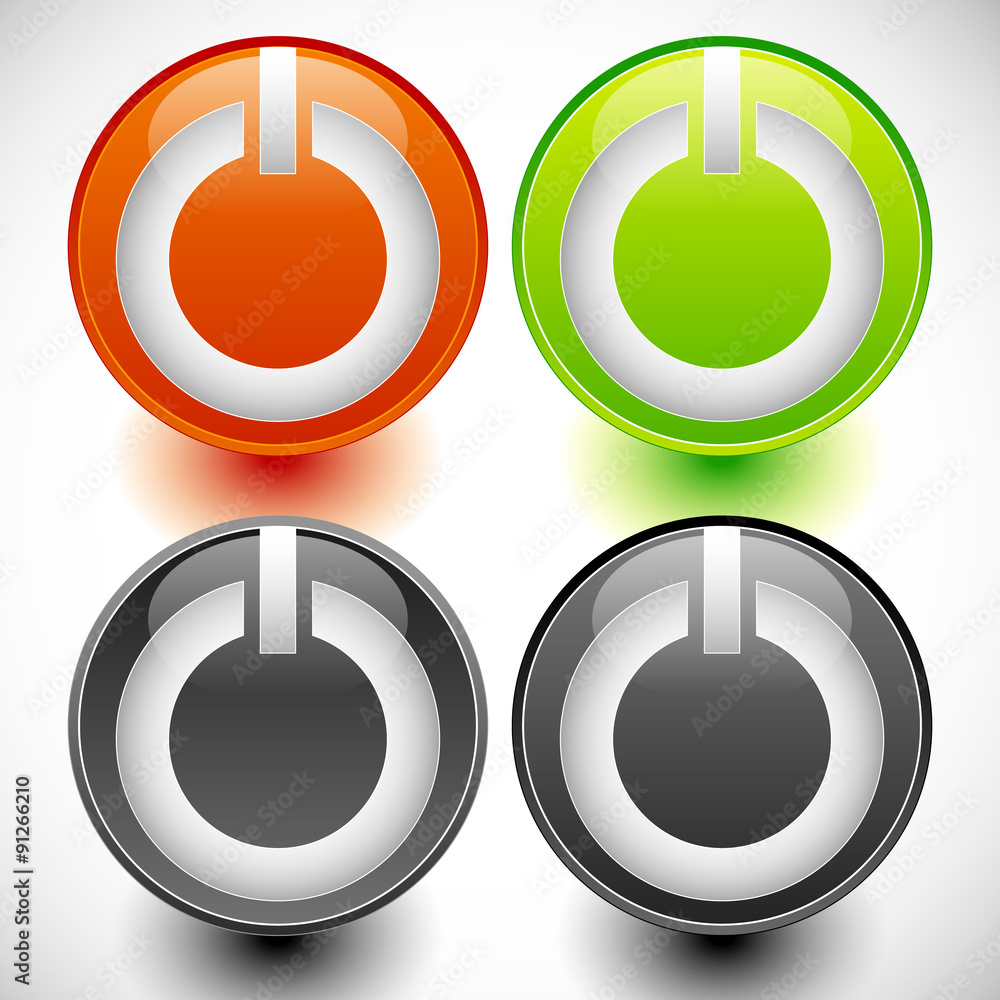 Power buttons vector. Power switches, turn on, turn off, shut do Stock ...