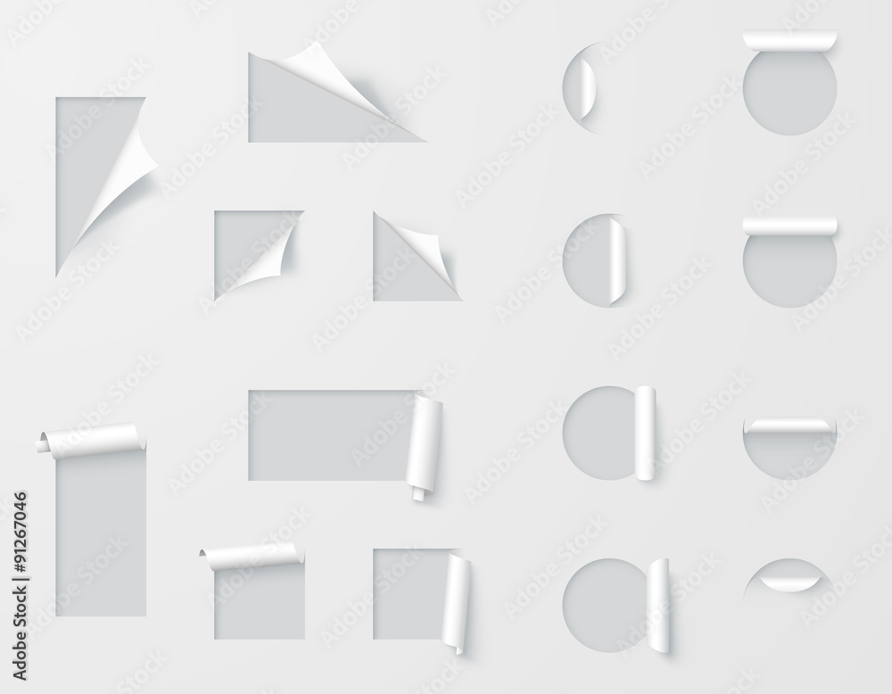 Paper Cut Out Labels Pealed Back Template Stock Vector | Adobe Stock