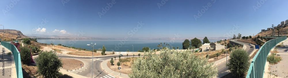 Lago di Tiberiade, Monte delle Beatitudini, Tabgha, Israele Stock Photo ...