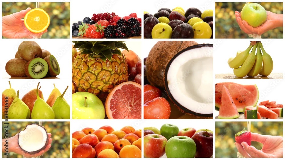 close up of diverse fruits, montage Stock Video | Adobe Stock