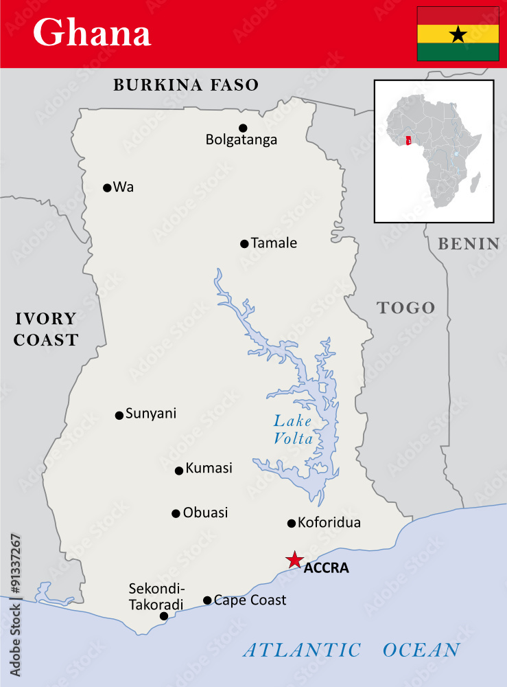 simple outline map of Ghana Stock Vector | Adobe Stock
