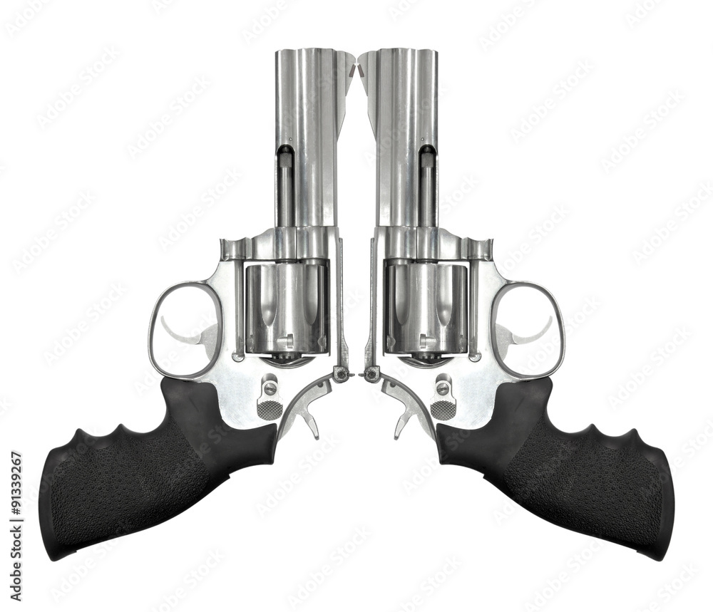 Two revolvers isolated on white background Stock Photo | Adobe Stock