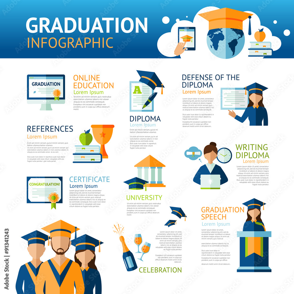 Graduation Infographics Set Stock Vector | Adobe Stock
