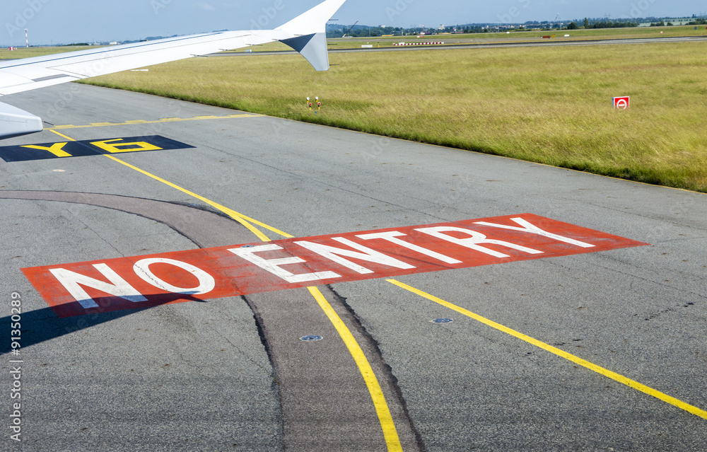 no entry sign at the runway Stock Photo | Adobe Stock