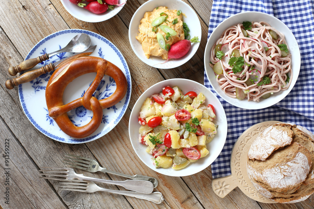 Bavarian Biergarten and Oktoberfest food Stock-Foto | Adobe Stock