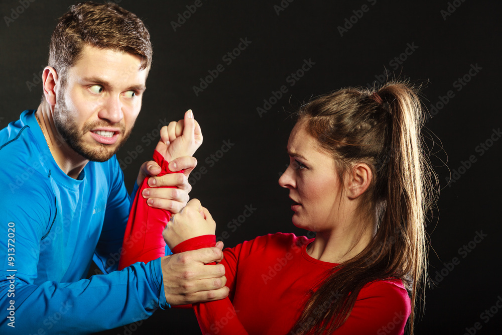 Man husband fighting with woman wife. Violence. Stock Photo | Adobe Stock