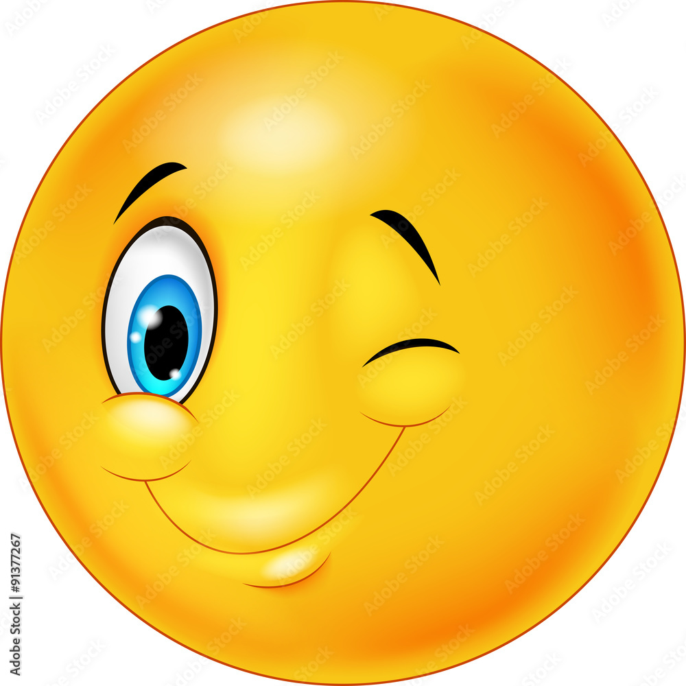Happy emoticon smiley with eyes blinking Stock Vector | Adobe Stock