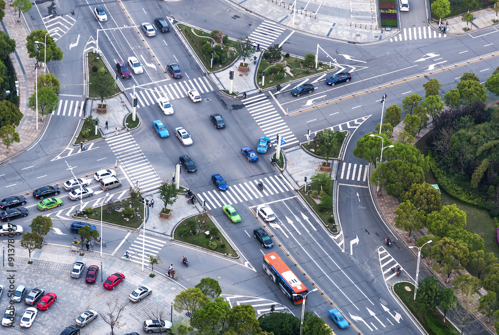 traffic on junction in city Stock-Foto | Adobe Stock