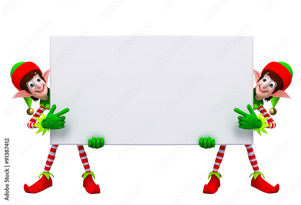 Cartoon Elves with sign Stock Illustration | Adobe Stock