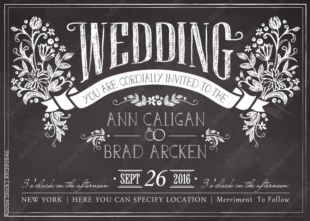 Wedding invitation card with floral background Stock Vector | Adobe Stock