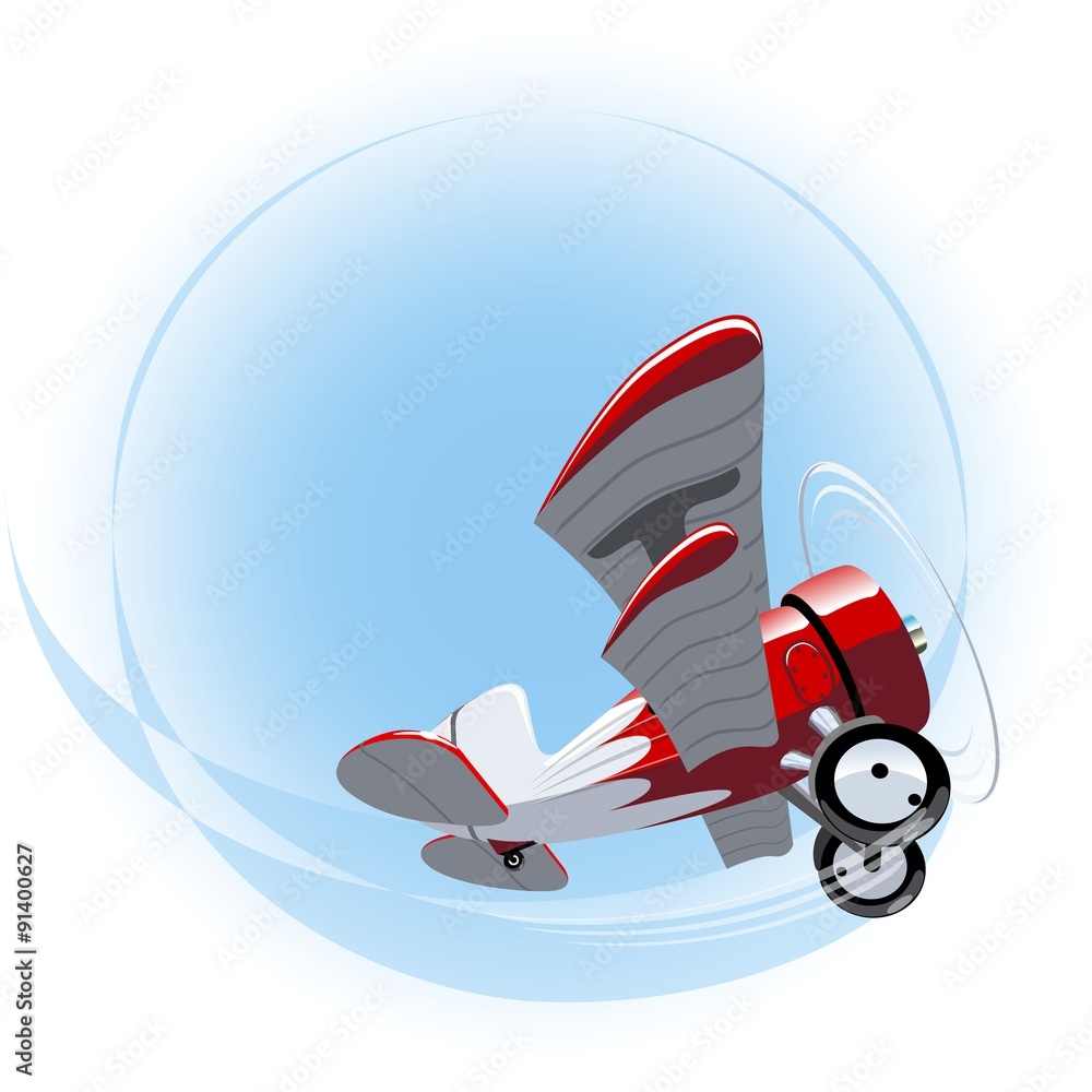 Vector Cartoon Biplane Stock Vector | Adobe Stock