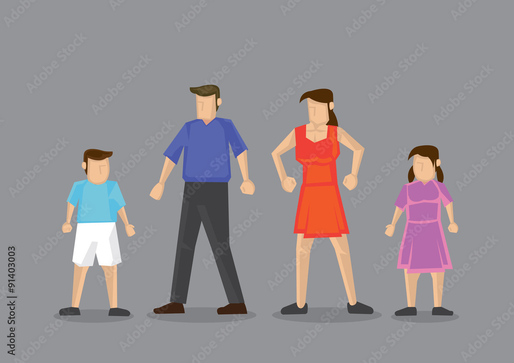 Nuclear Family with Two Children Vector Illustration Stock Vector ...