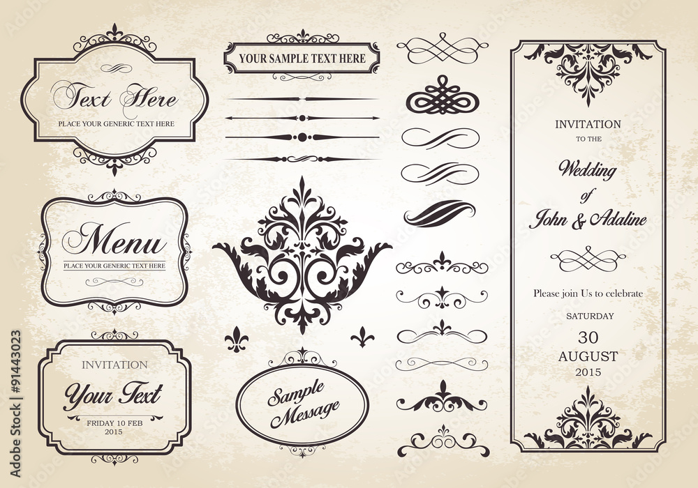 Vector Set of Borders, Frames and Page Dividers Stock Vector | Adobe Stock