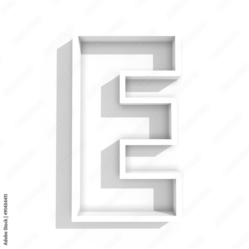 white isolated letter E in white background with shadow Stock ...