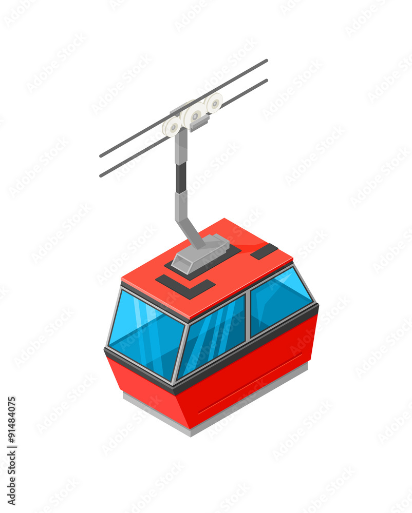Isometric Cable Car Transport - A vector icon illustration of an ...