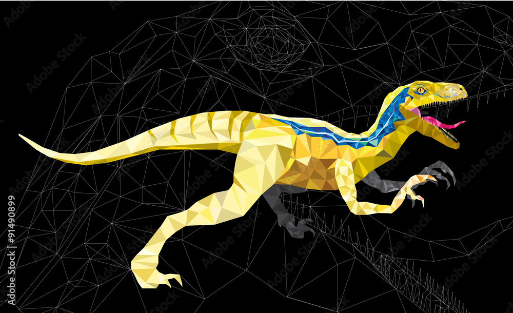 Dinosaur Velociraptor in geometric pattern style. vector eps 10 Stock ...