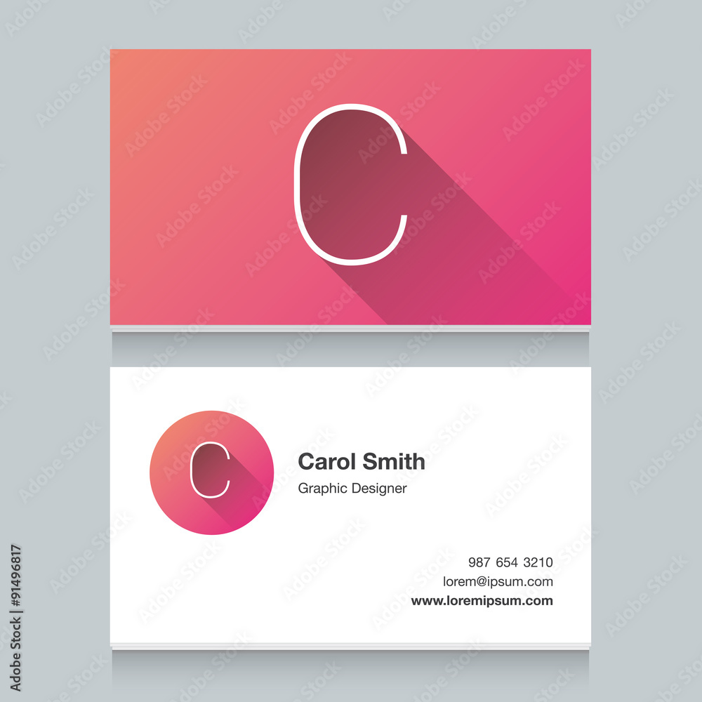 Logo alphabet letter "C", with business card template. Vector graphic ...