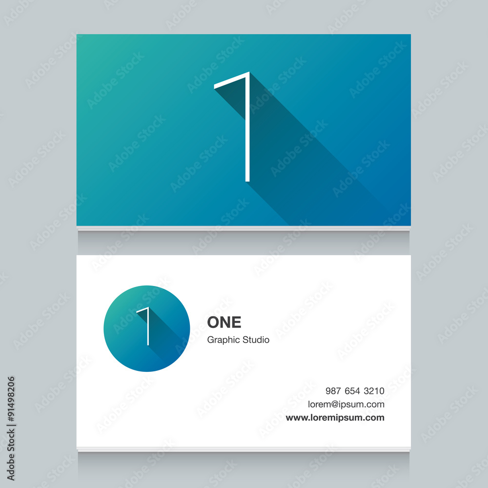 Logo number "1", with business card template. Vector graphic design ...