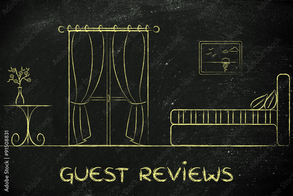 guest reviews, design of hotel room interior Stock Illustration | Adobe ...