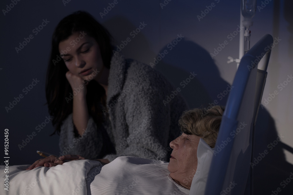 Daughter worrying about sick mother Stock Photo | Adobe Stock