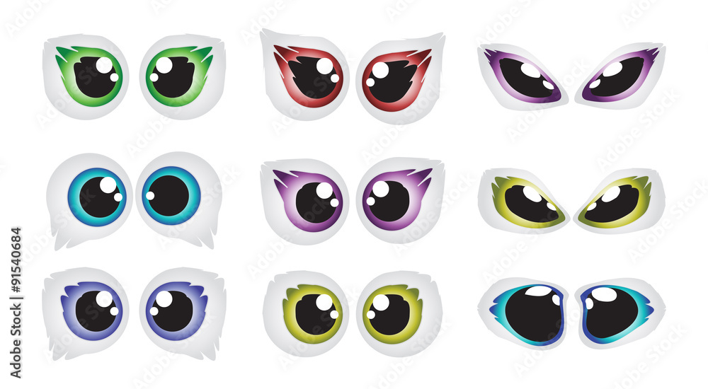 Vector cartoon eyes set isolated on white background Stock Vector ...