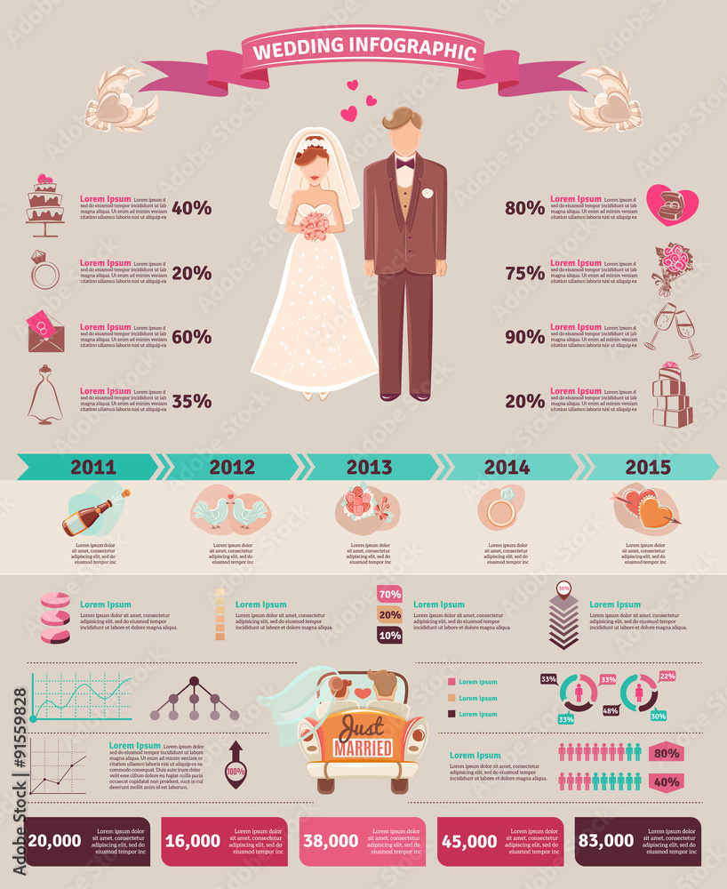 Wedding infographic statistics chart layout Stock Vector | Adobe Stock