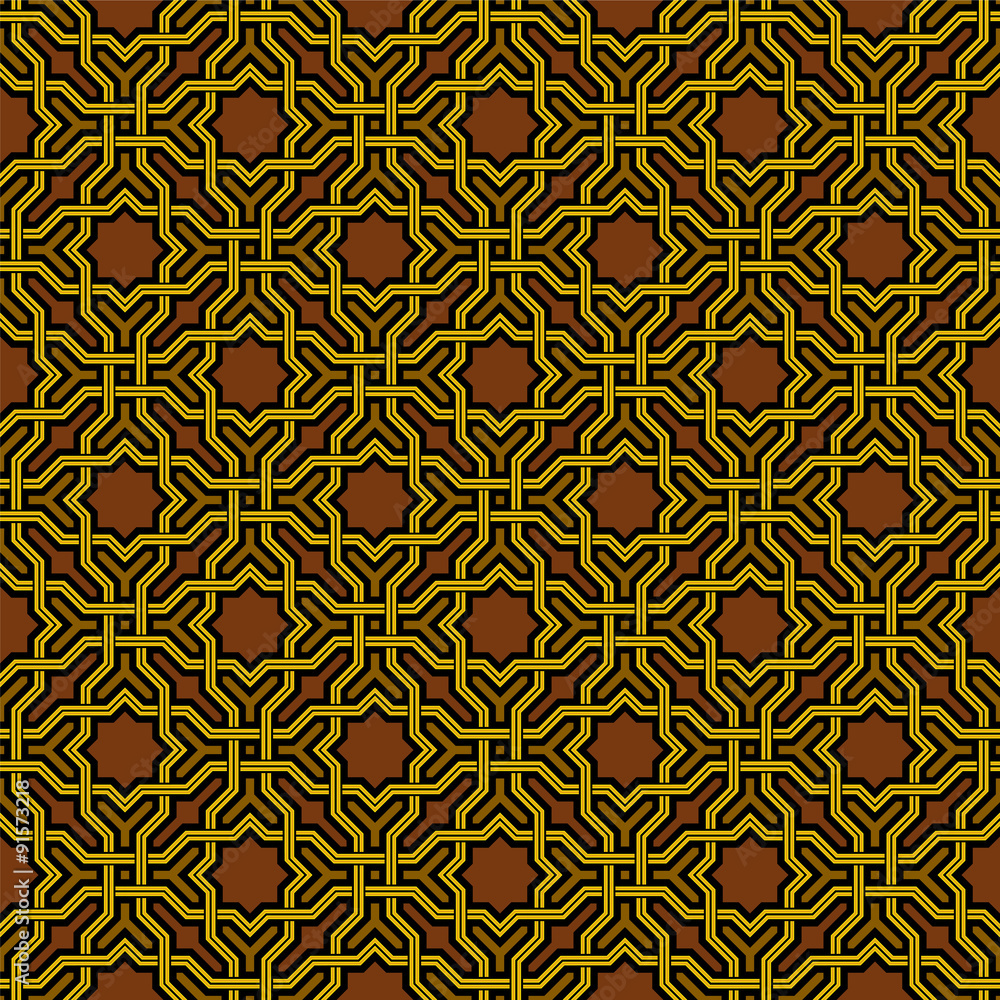 Arabesque pattern in Arabian style, Seamless vector background, Dark ...