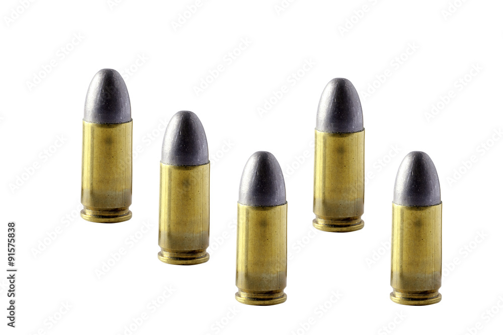 9mm bullet for a gun isolated on white background. Stock Photo | Adobe ...