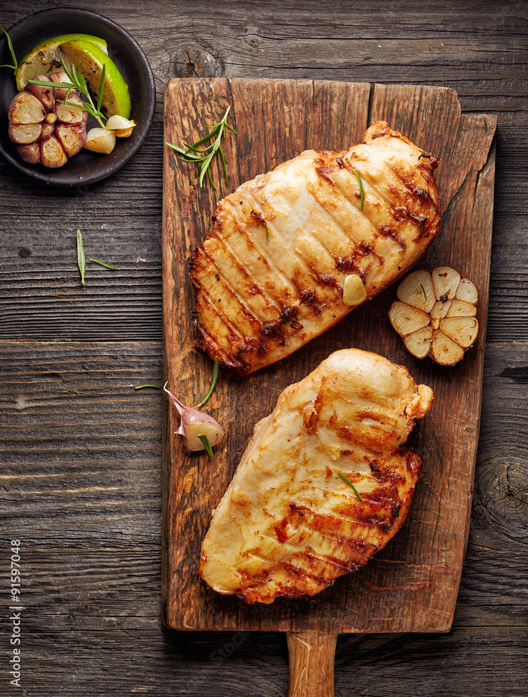 Grilled chicken fillet Stock Photo | Adobe Stock
