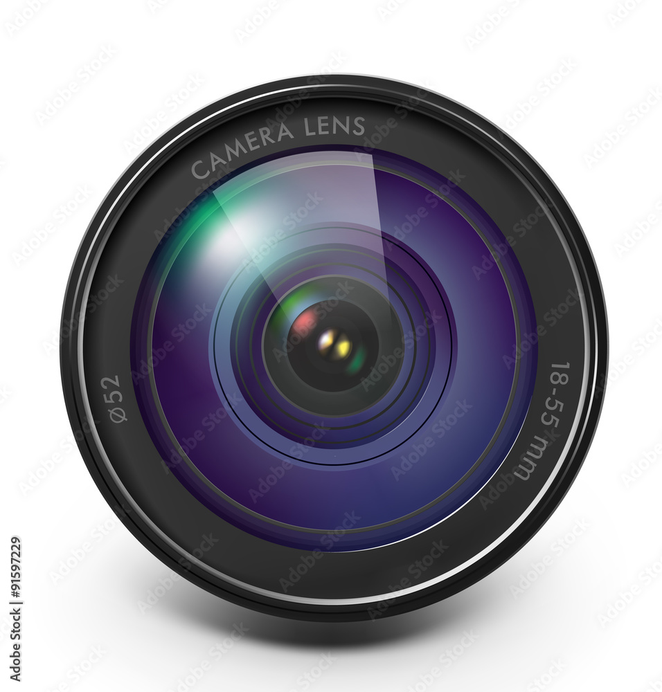 Camera lens isolated on white background. Vector illustration Stock ...